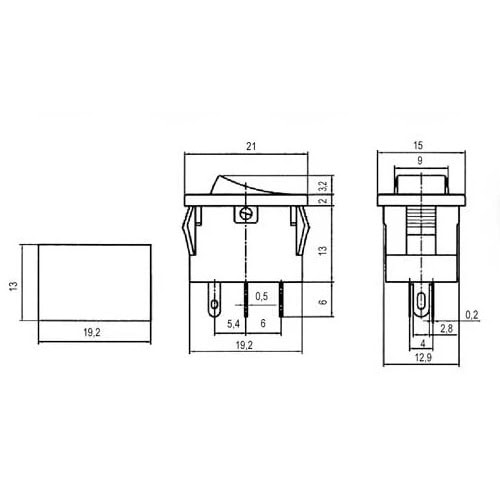 Rocker Switch Mini On/Off Squ. Red Illuminated 15A 12VDC - Emco Electrical